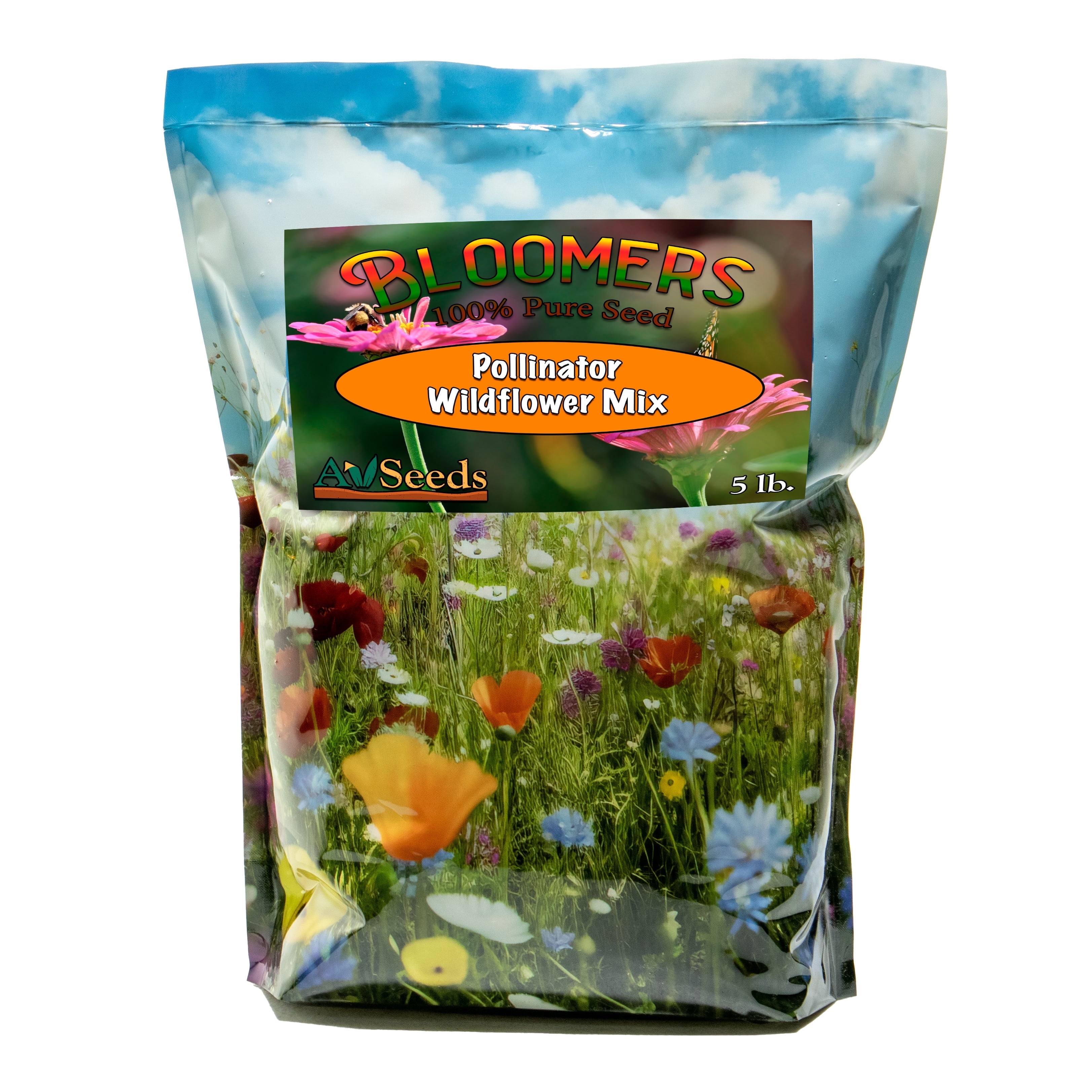 Bloomers 5LB Pollinator Wildflower Mix - 100% Pure Seed, All Season ...