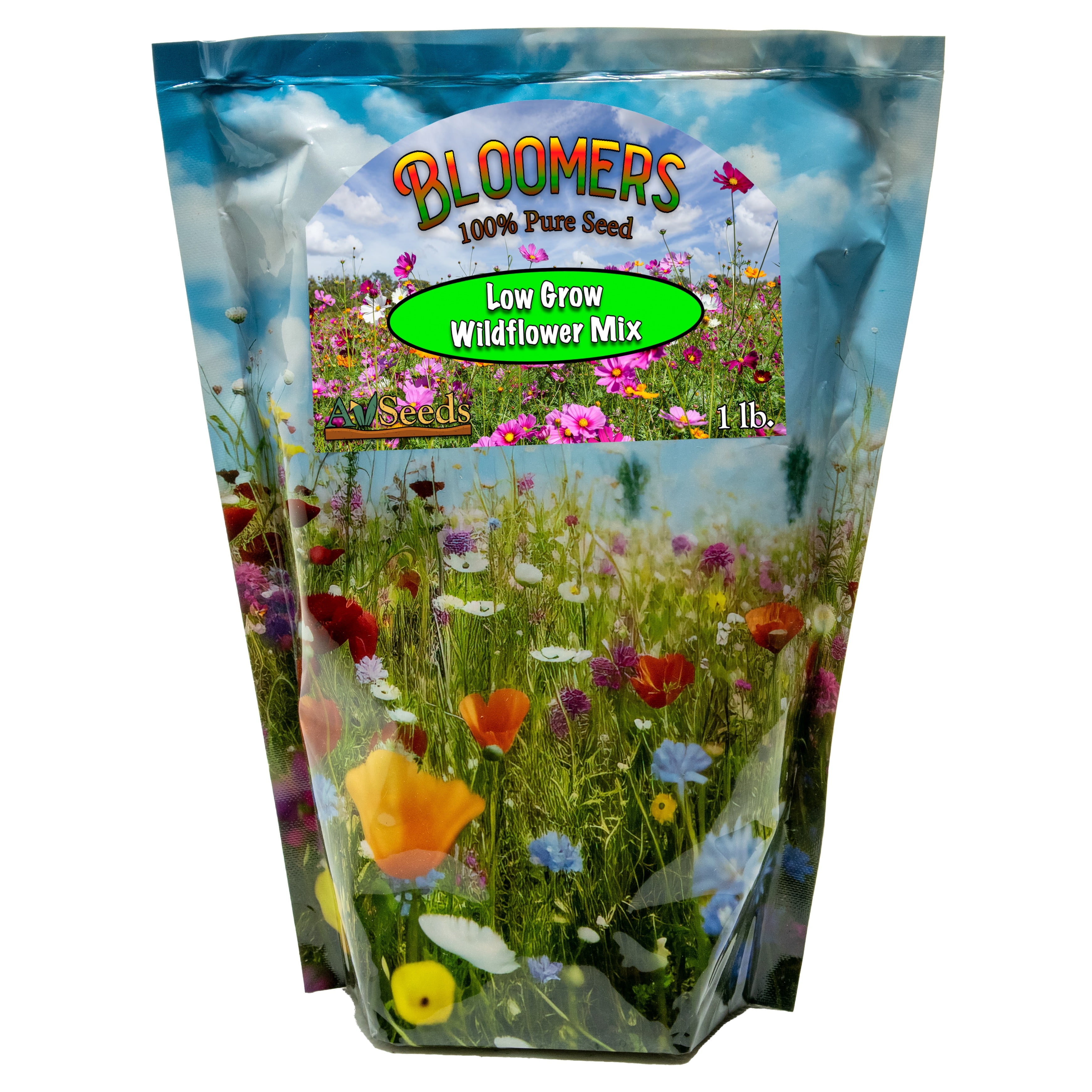 Bloomers 1LB Low Grow Wildflower Mix - 100% Pure Seed, All Season, Low ...