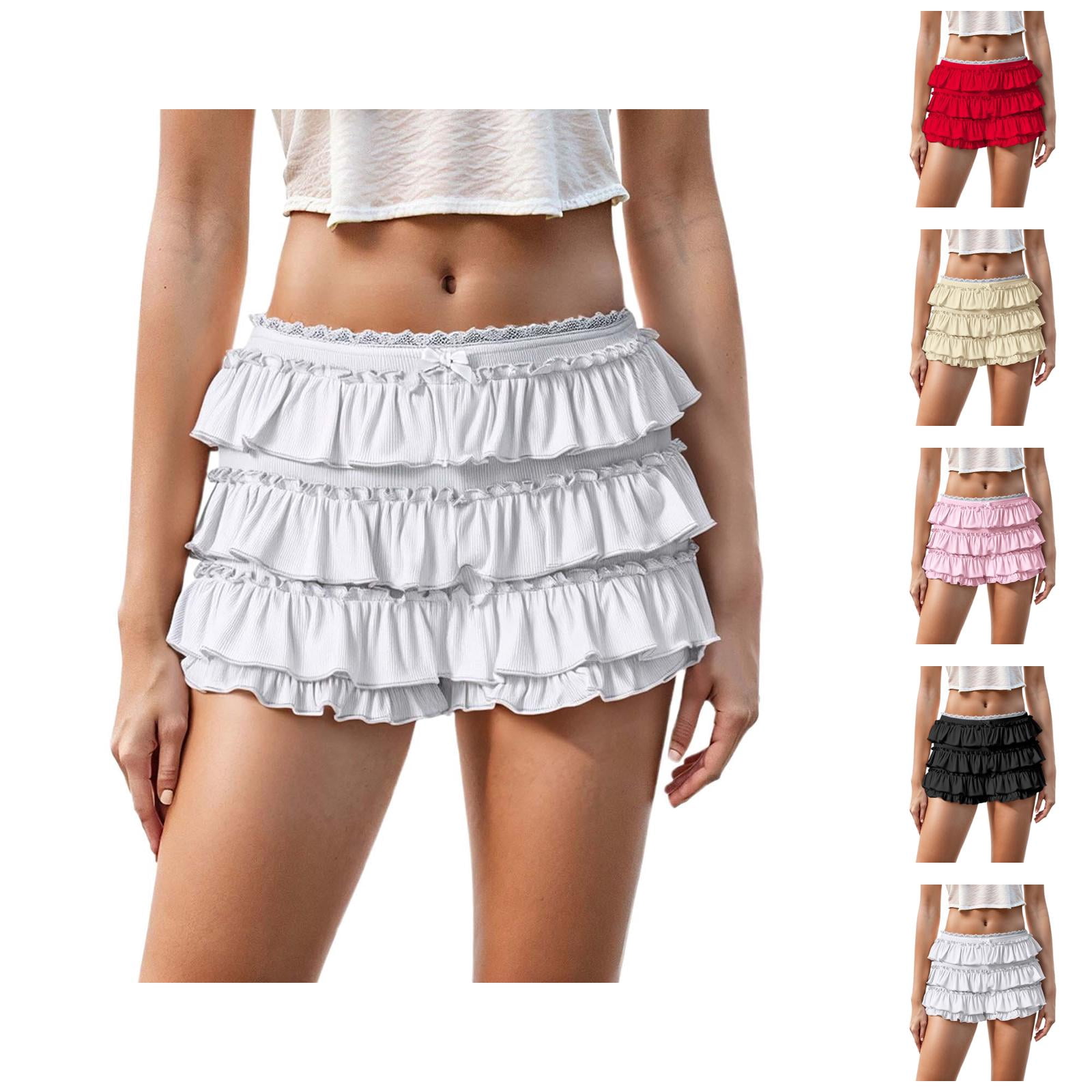 Bloomers for Women Y2k Cute Lace Bloomer Elastic Low Waist Tiered ...
