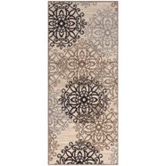 Contemporary Floral Medallion Plush Polypropylene Washable Indoor Area ...