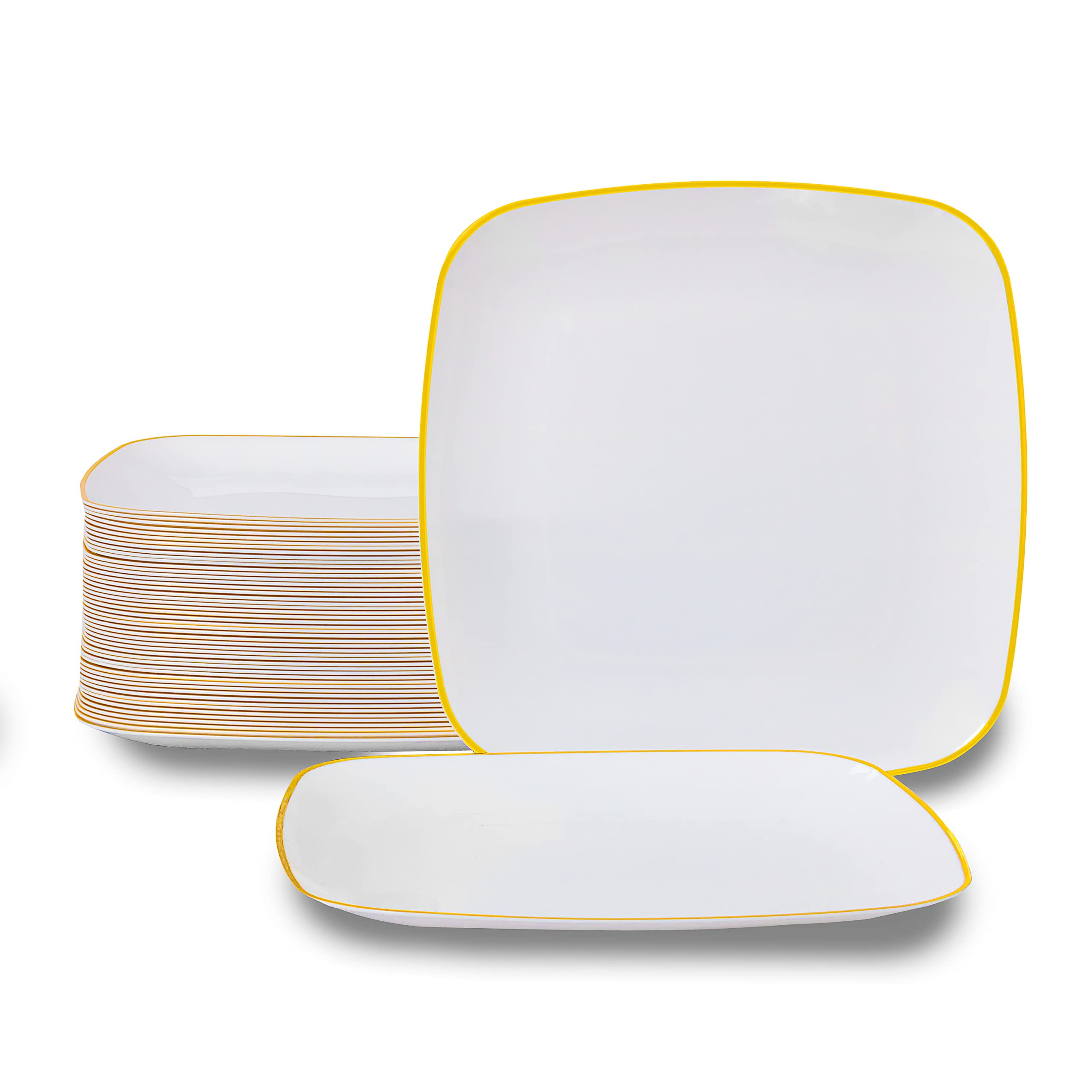 BloominGoods Plastic Disposable Square Dessert Plates AFN1| 50-Pack 7.5 ...