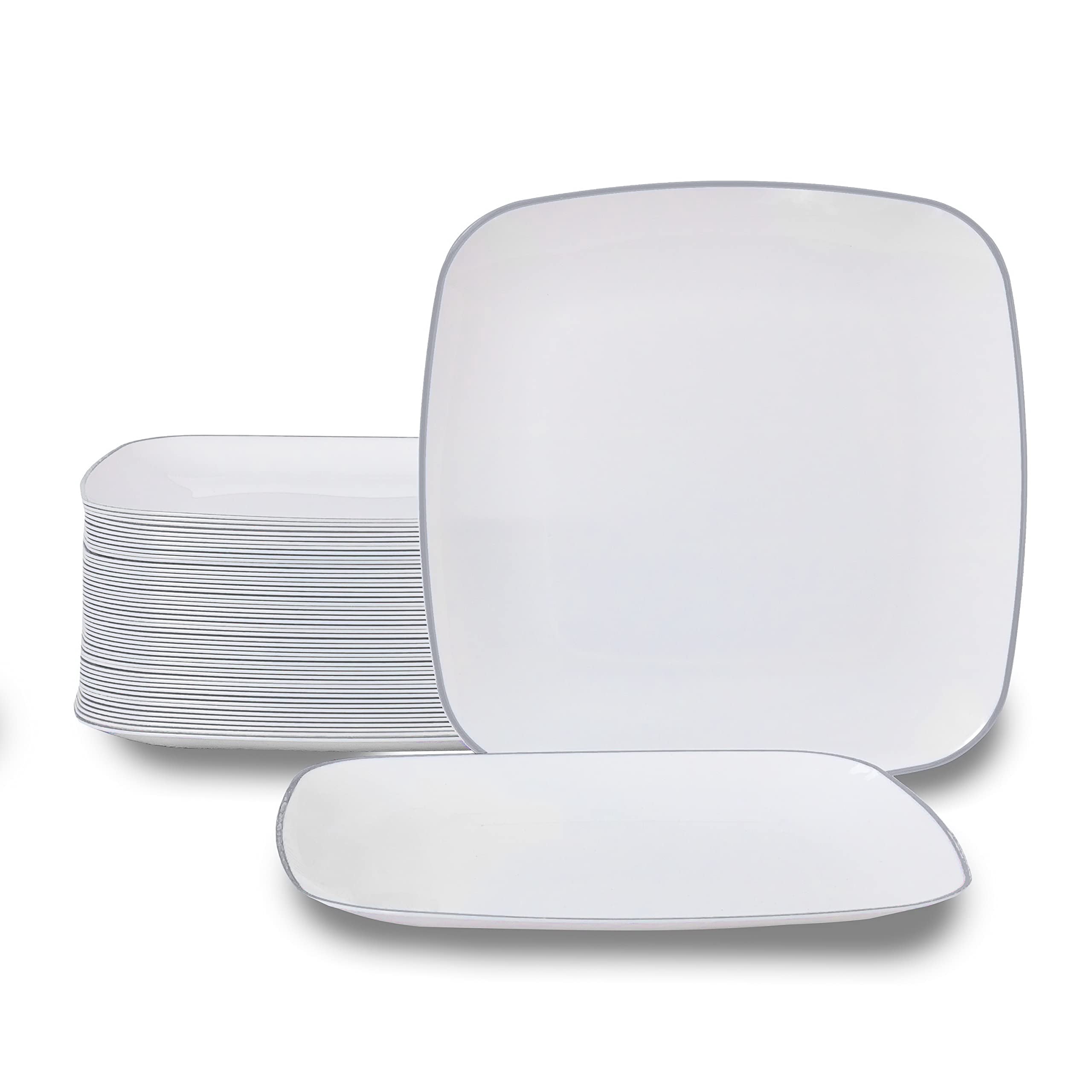 BloominGoods Plastic Disposable Square Dinner Plates | 50-Pack 10 ...
