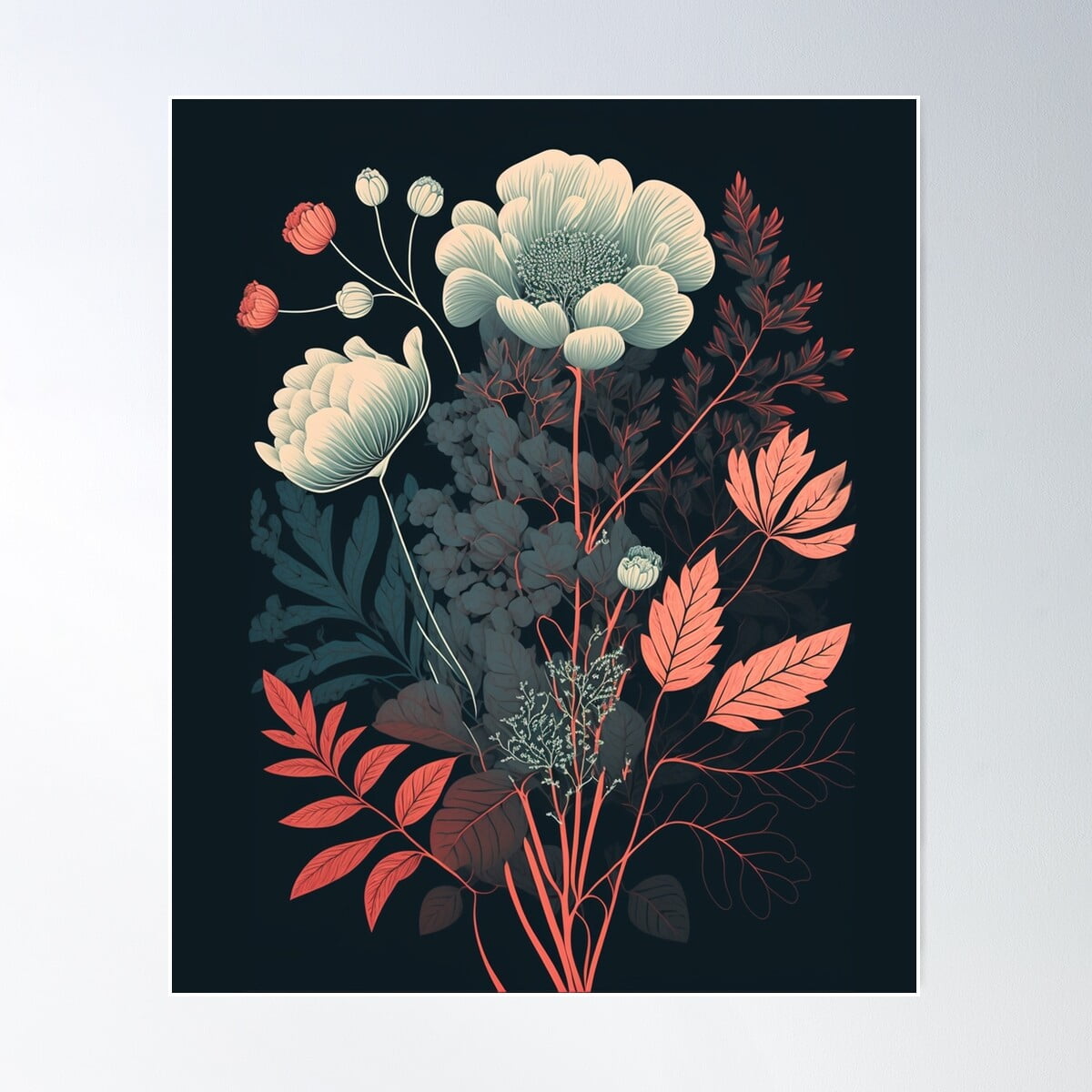 Blooming Beauty: Vintage Flowers Minimalist #Model 3 Poster Wall Art ...