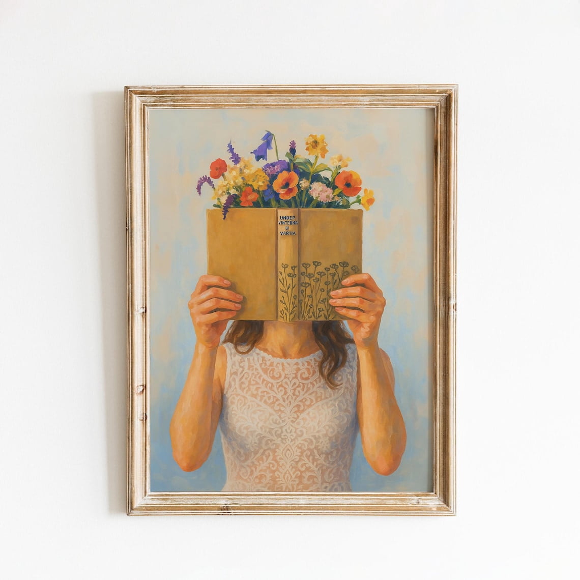 Blooming Book Floral Head Reading Poster Unframed Paper Print - Walmart.com