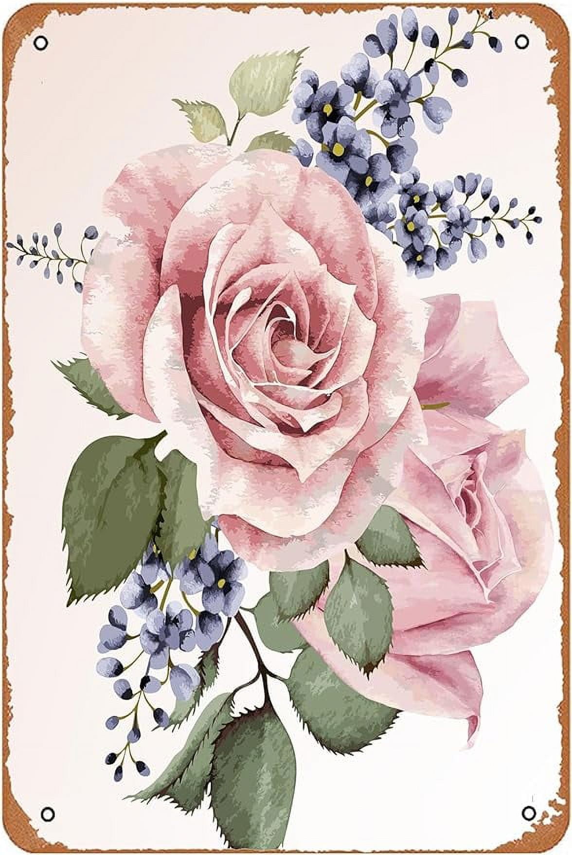 Blooming Bouquet of Roses Vintage Metal Signs Bouquet Art Poster Wall ...