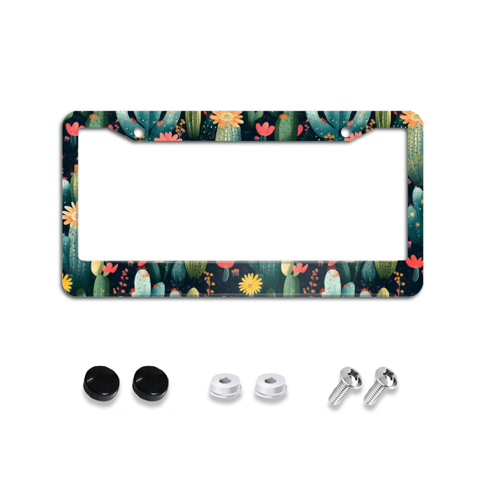 Blooming Cactus License Plate Frames for Women Men Car Plate Holder ...