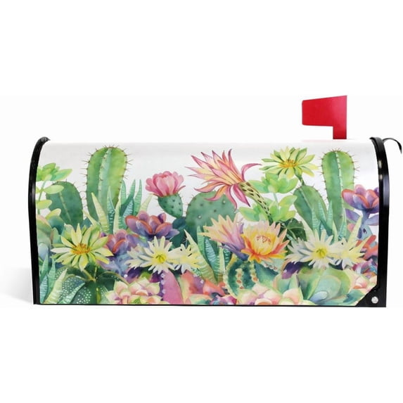 Blooming Cactus Succulents and Flowers Magnetic Mailbox Cover Garden ...
