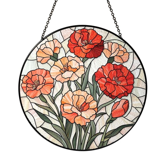 Blooming Carnation Floral Scene Window Suncatcher, Decorative Stained ...