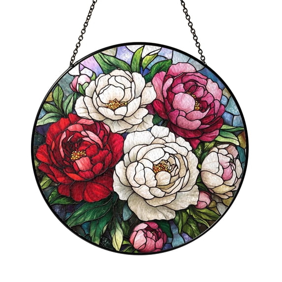 Blooming Carnations Stained Glass Window Panel, Elegant Floral Decor ...