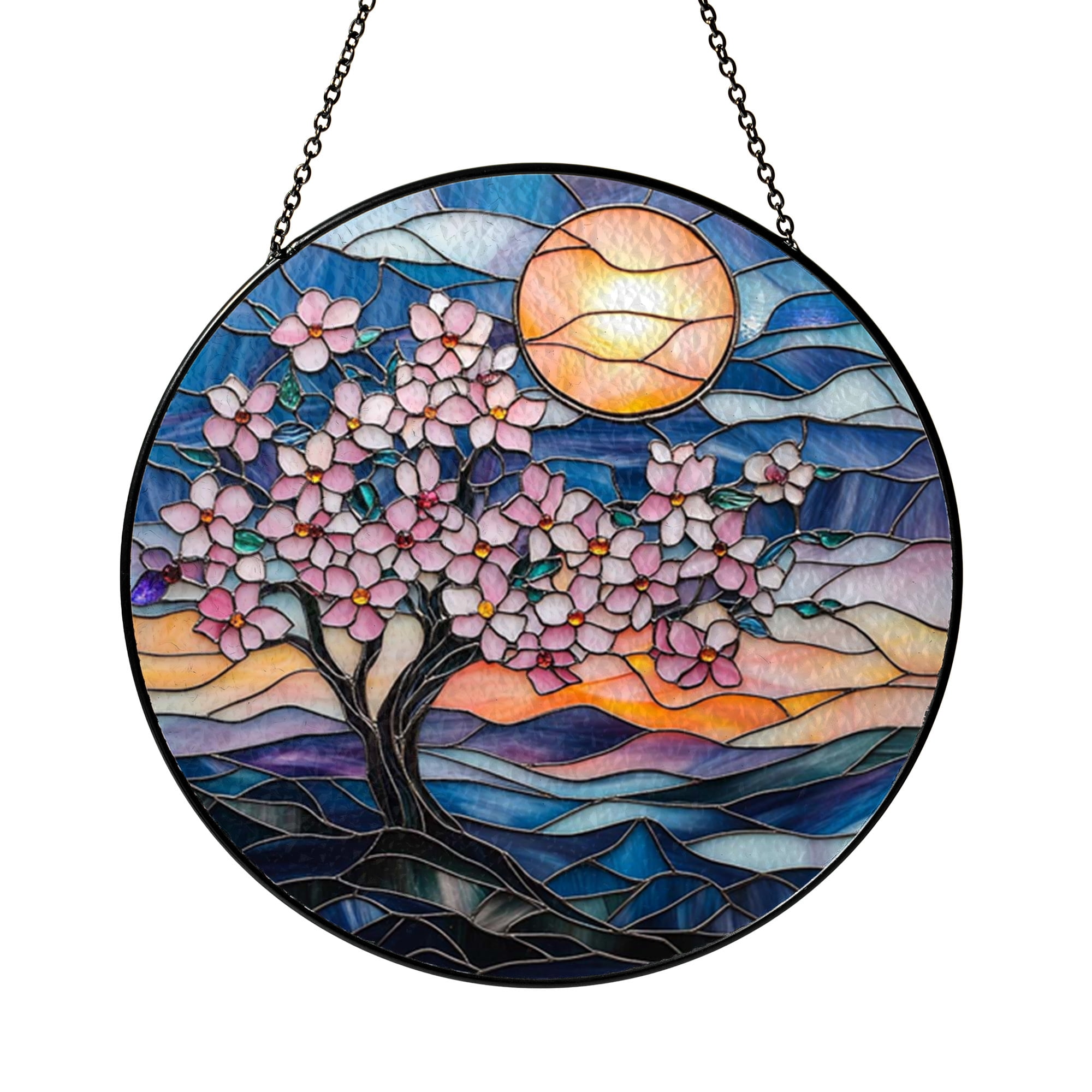 Blooming Cherry Tree Faux Stained Glass Window Hanging - Walmart.com