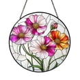 Blooming Cosmos Scene Window Suncatcher, Decorative Stained Glass Style ...