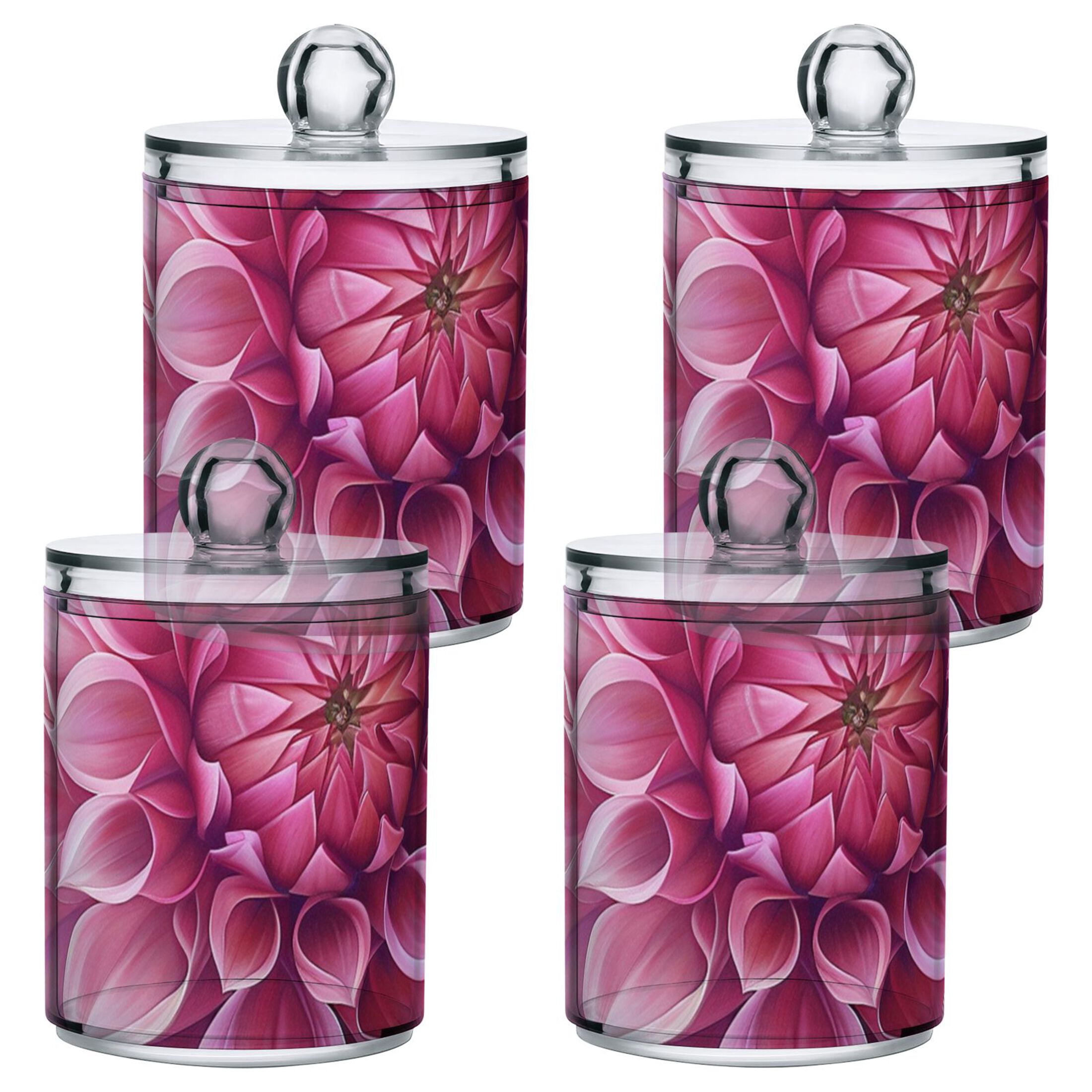 Blooming Dahlia Translucent Plastic Cans Storage Canisters with Lid Set ...