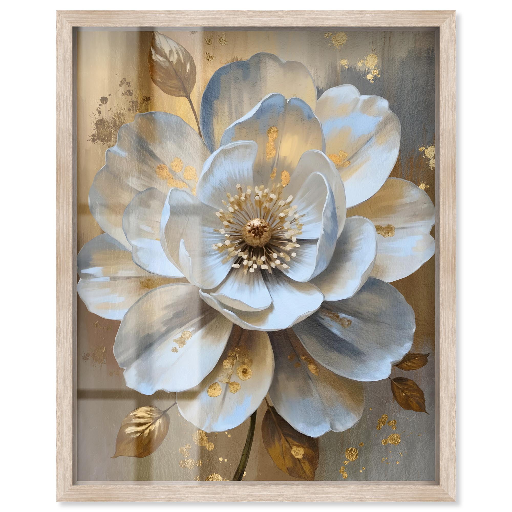 Blooming Elegance Shadowbox Print Gold Floral Wall Art by Art Remedy ...