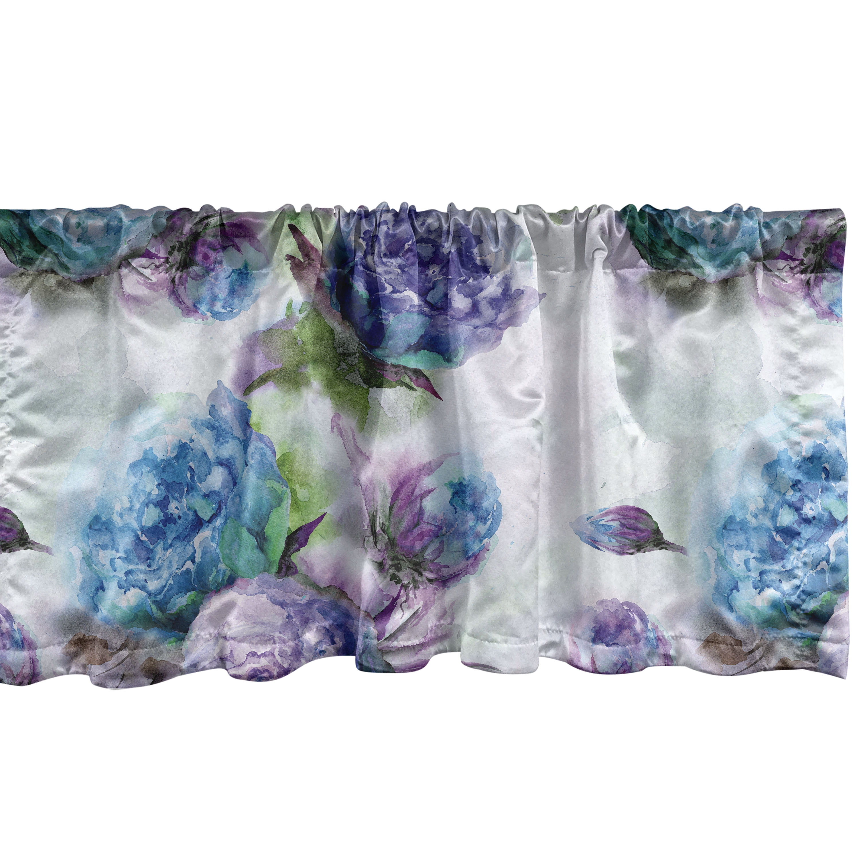 Blooming Floral Window Valance, Romantic Flowers with Watercolor Style ...