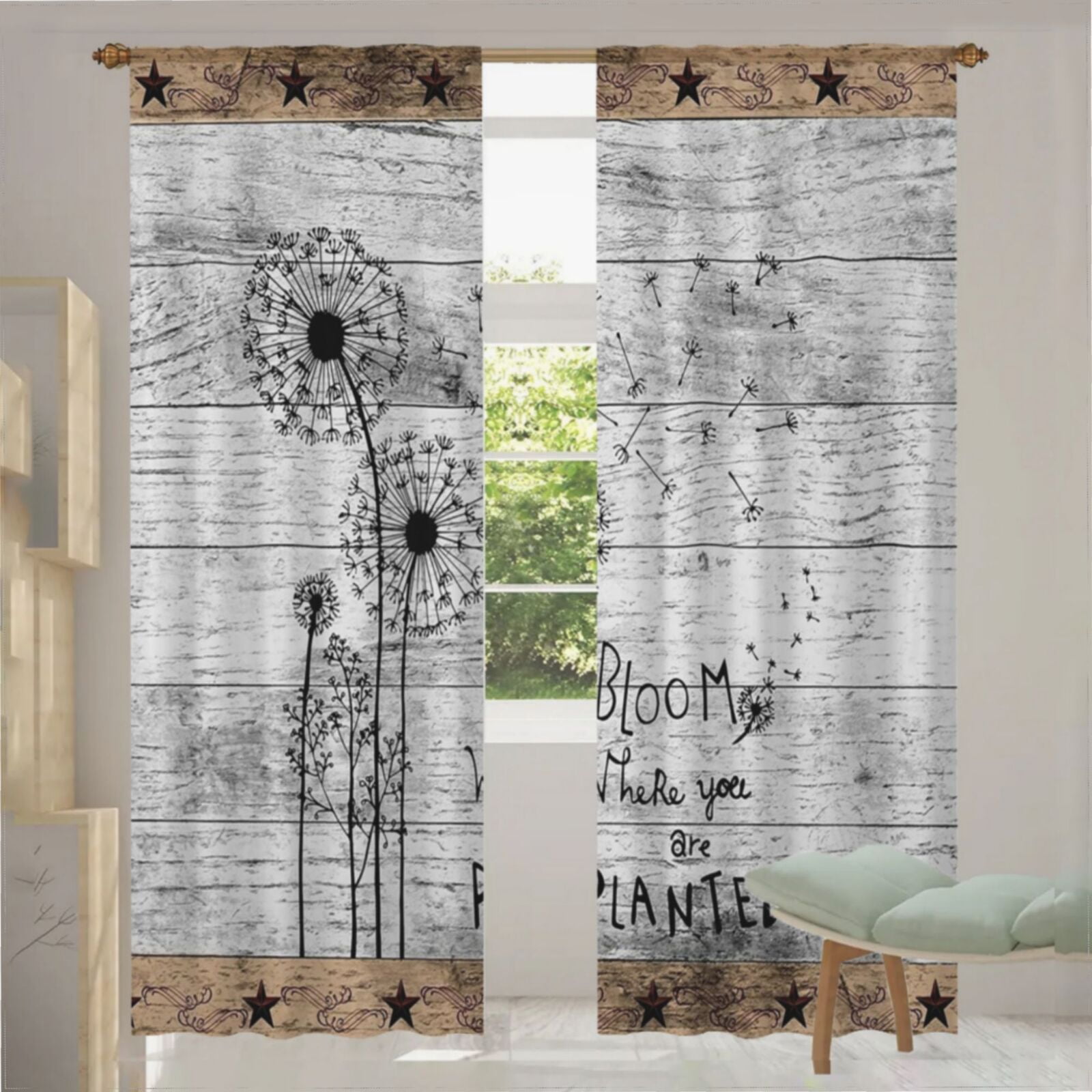 Blooming Flower Hope Seeds Wind Tulle Curtain for Living Room Bedroom ...