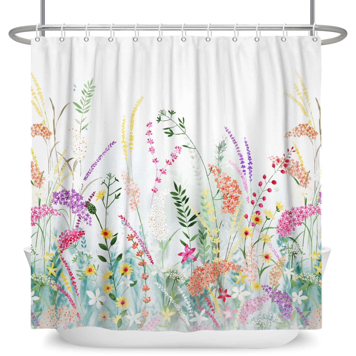 Blooming Flower Print Shower Curtain Rose Flower Floral Patchwork ...