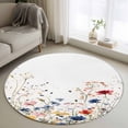Blooming Flower Round Area Rug 4ft, Spring Floral Summer Botanical ...