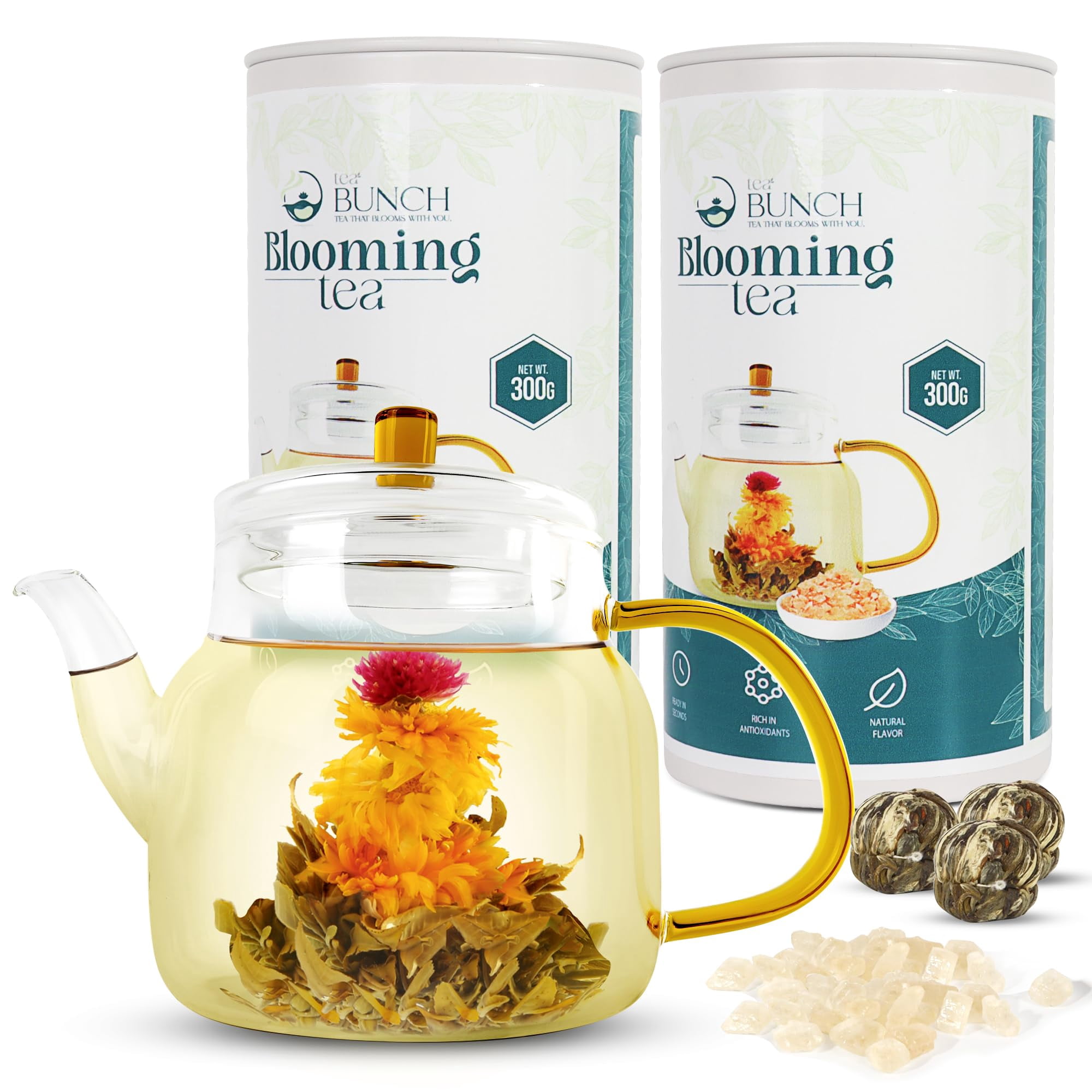 Blooming Flower Tea Gift Set - 12x2 Organic Herbal Green Tea Balls with ...