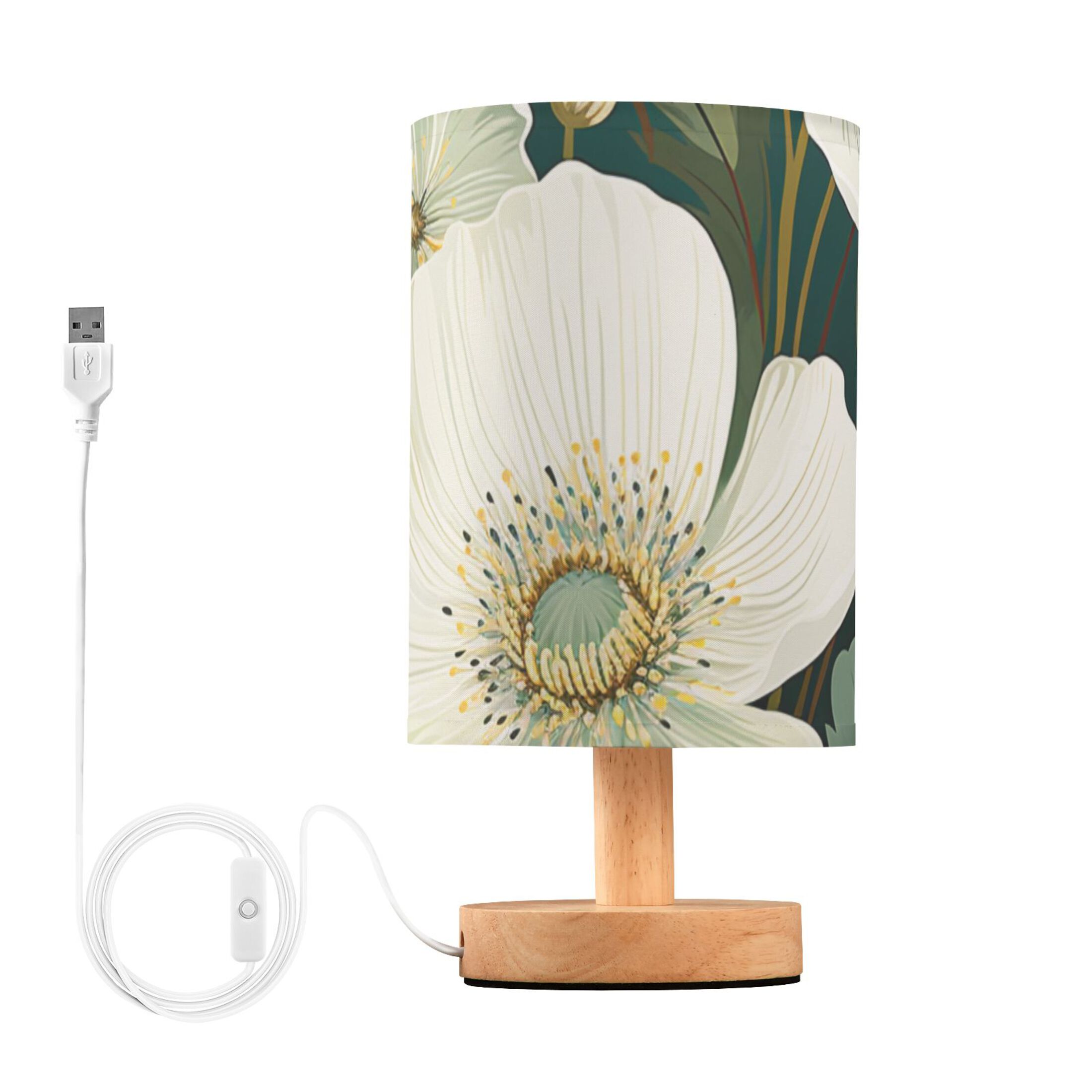Blooming Flowers Bedside Table Lamp LED Warm Lights with USB Charging ...