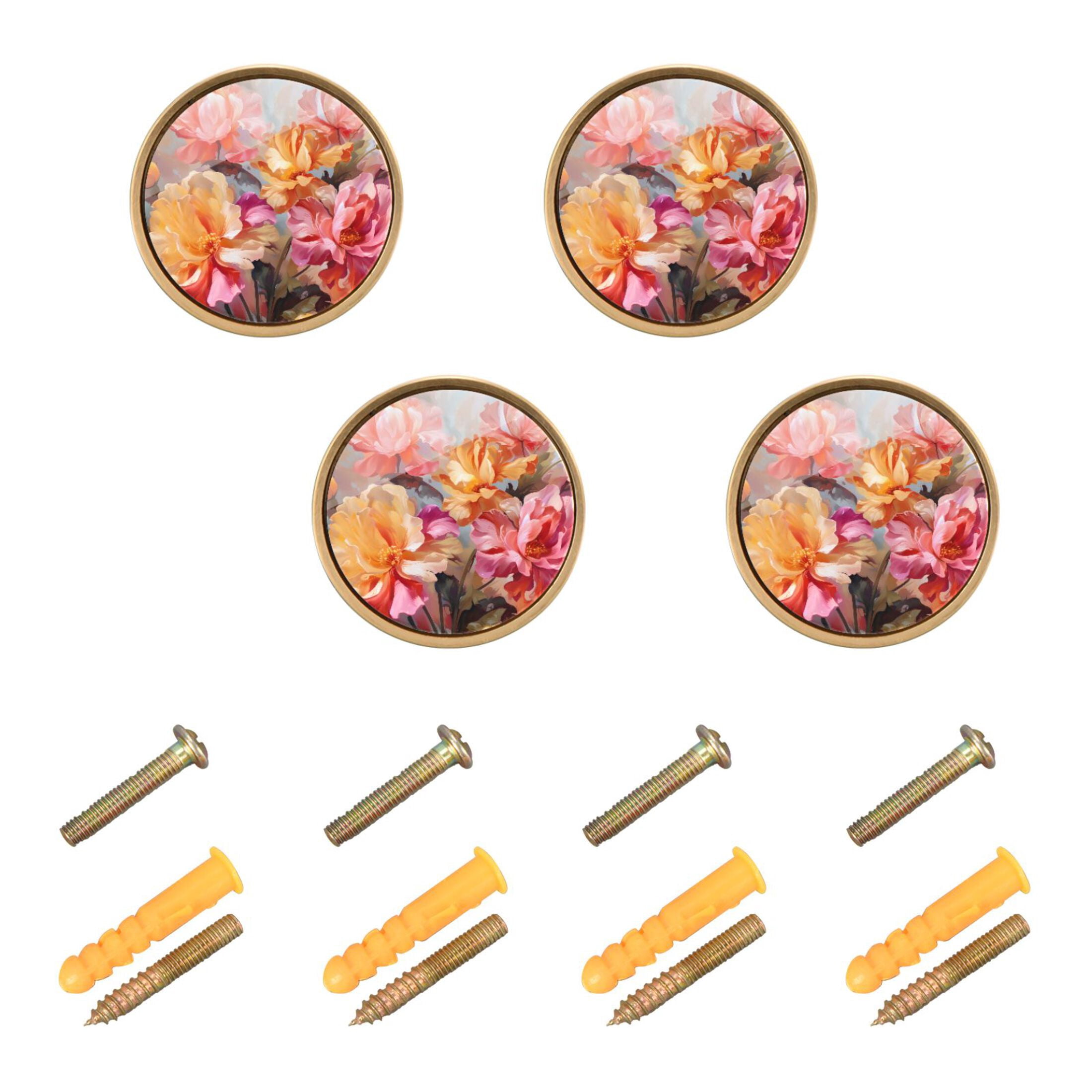 Blooming Flowers Cabinet Knobs Kitchen Drawers Knobs Door Round Pulls ...