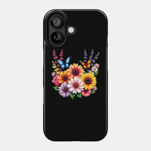 Blooming Flowers and Elegant Butterflies Nature Case for iPhone 11,12 ...