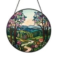 Blooming Forest Round Suncatcher – Stained Glass Style Woodland Window ...