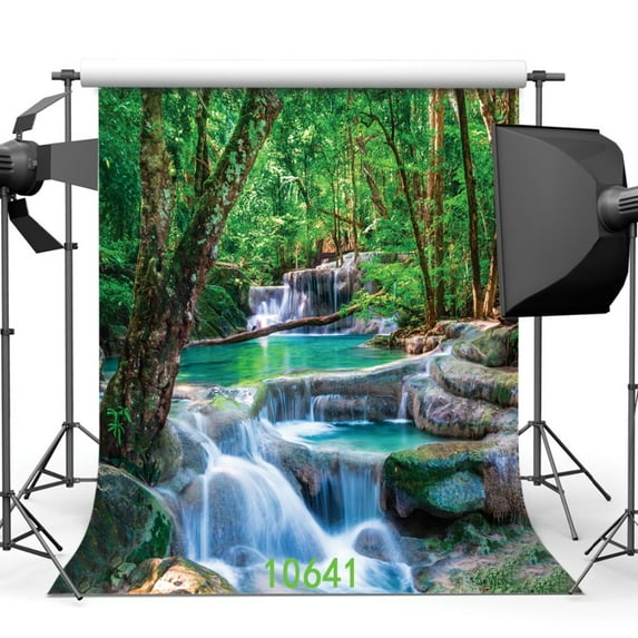 Blooming Forest Waterfall Photography Backdrop Photoph Backdrop for ...