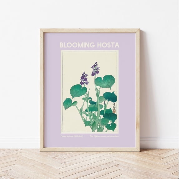 Blooming Hosta Flower Poster Purple Japanese Art Cute Trendy Wall ...