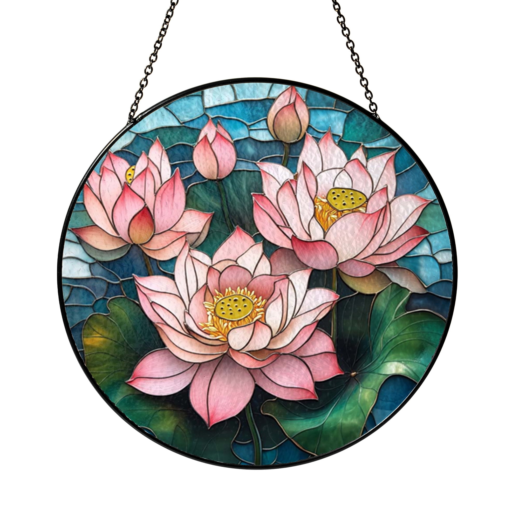 Blooming Lotus Stained Glass Window Suncatcher, Peaceful Floral Art ...