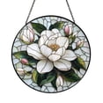 Blooming Magnolia Blossom Stained Glass Round Window Suncatcher, Garden ...
