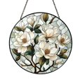 Blooming Magnolia Tree Art Glass Style Decorative Window Hanging ...