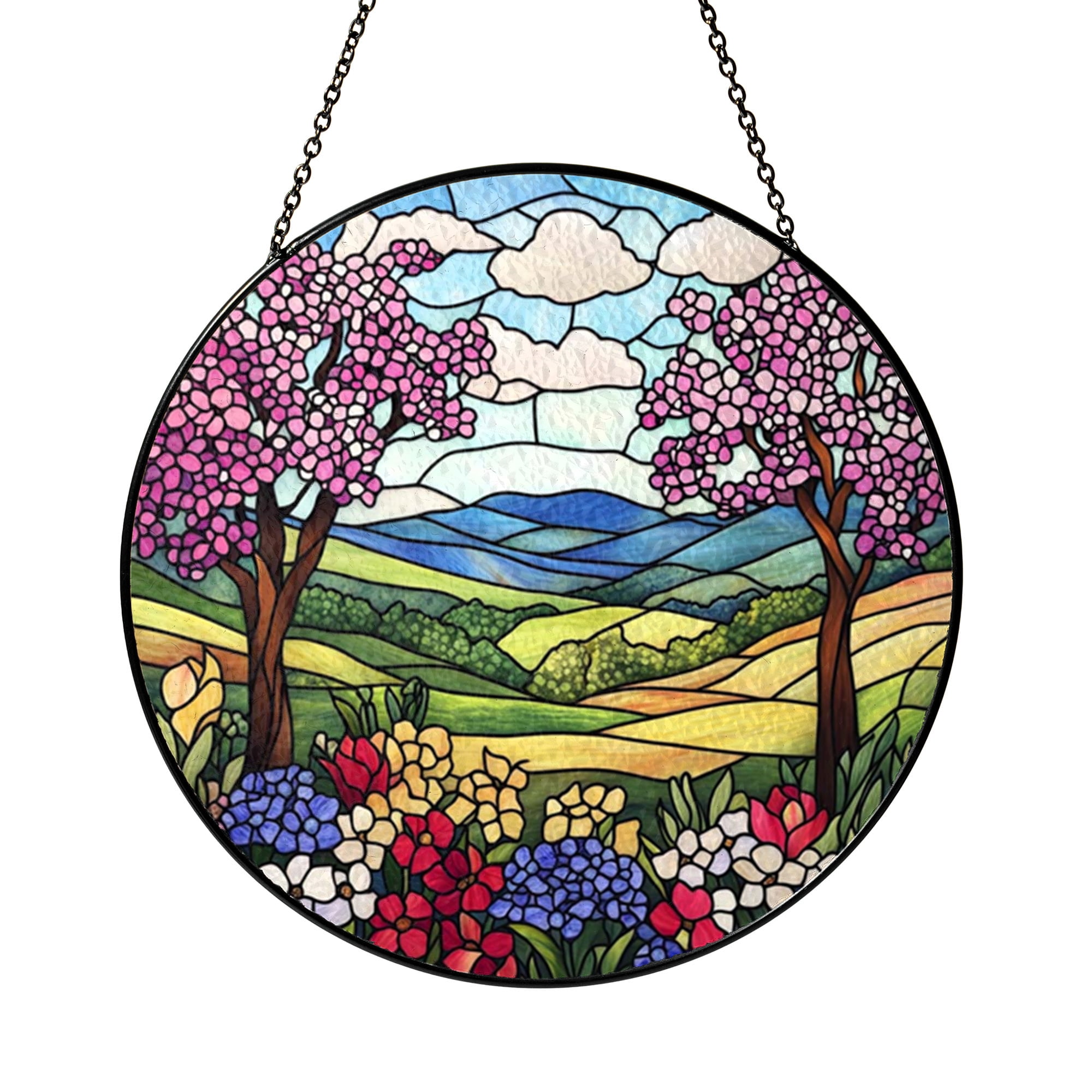 Blooming Meadow Tree Stained Glass Suncatcher – Window Decor2101 ...