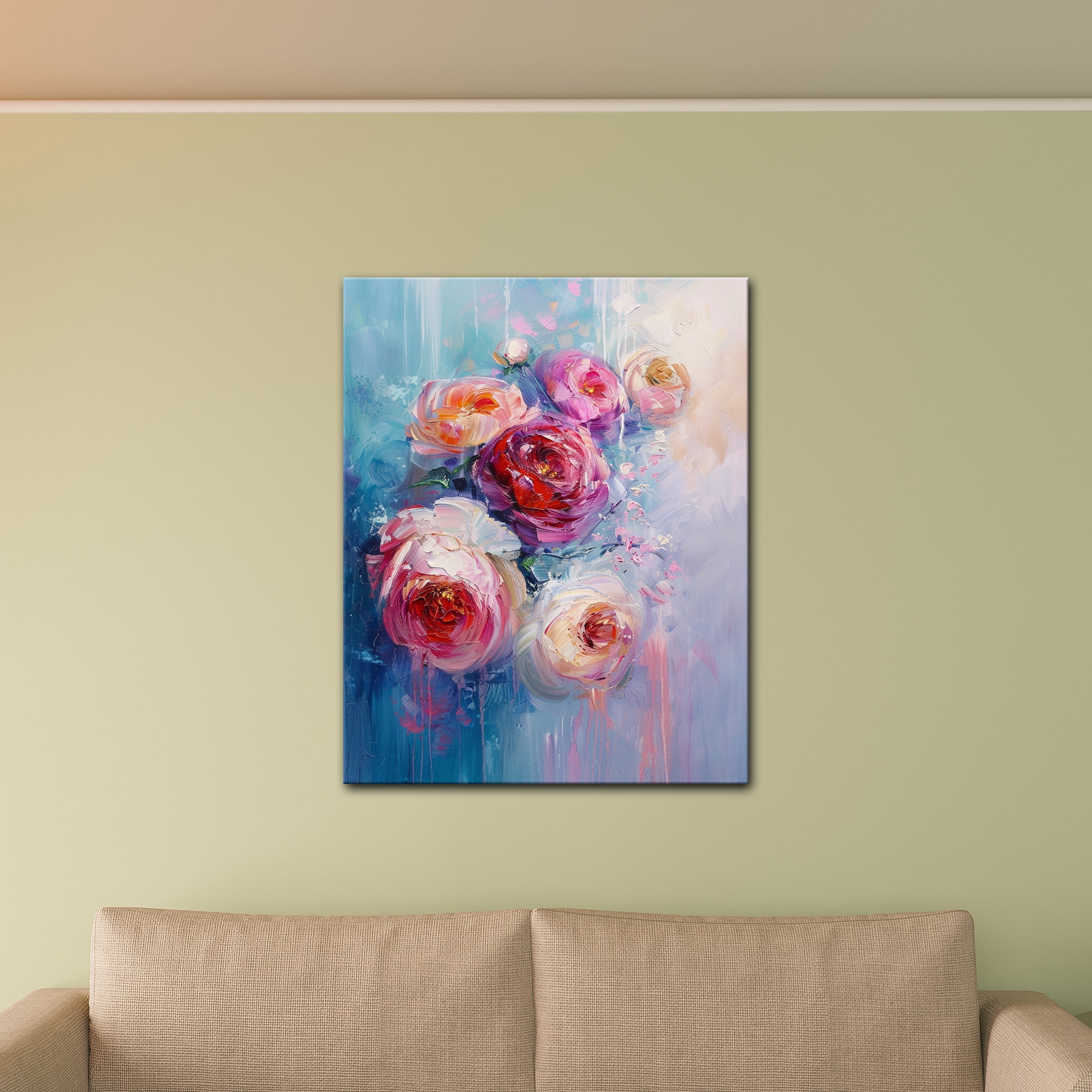 Blooming Melody- A Light Rhyme Pink Rose Poetry (24 "x16" Customizable ...