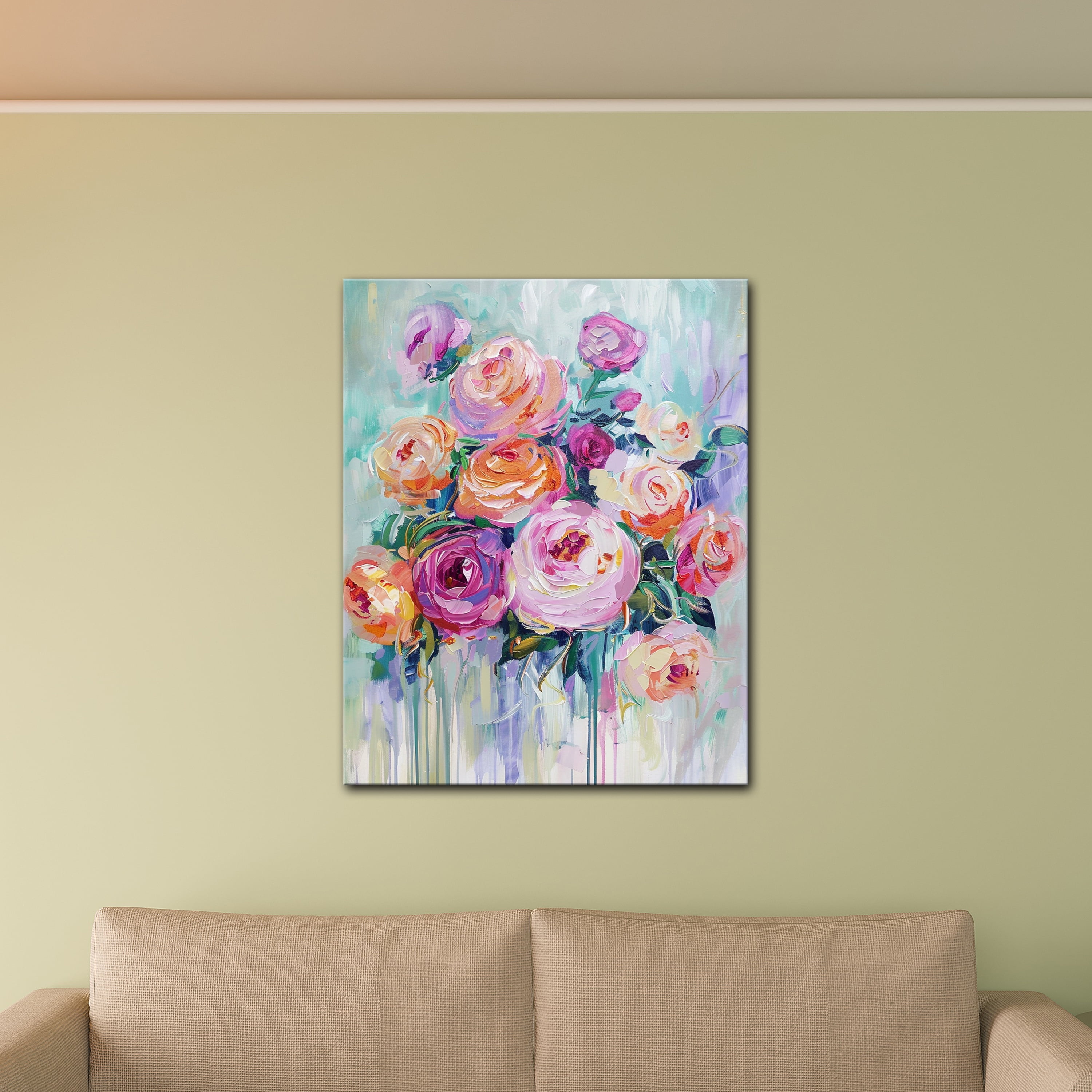 Blooming Melody- Pink and Purple Rose Fantasy Collection (24 "x16 ...