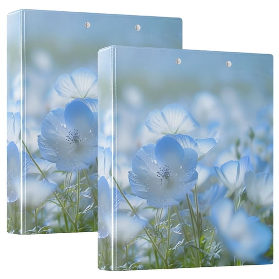 Blooming Nemophila Flowers Round Ring Binder 3 Rings 1.5" Capacity File ...