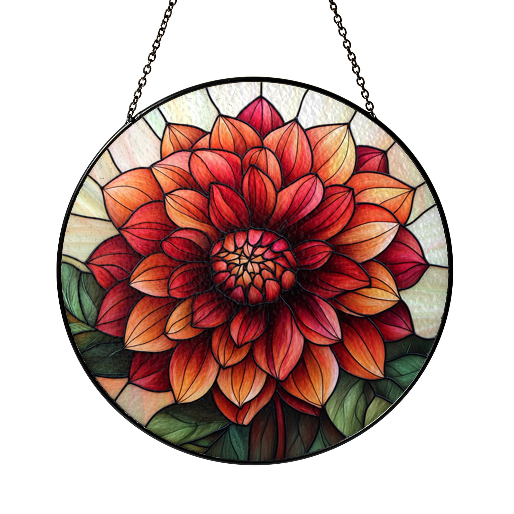 Blooming Orange Window Glass Suncatcher Ornament, Radiant Floral Light ...