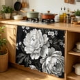 Blooming Peony Cabinet Curtains 35" W x 35" L, Floral Black White Plant ...