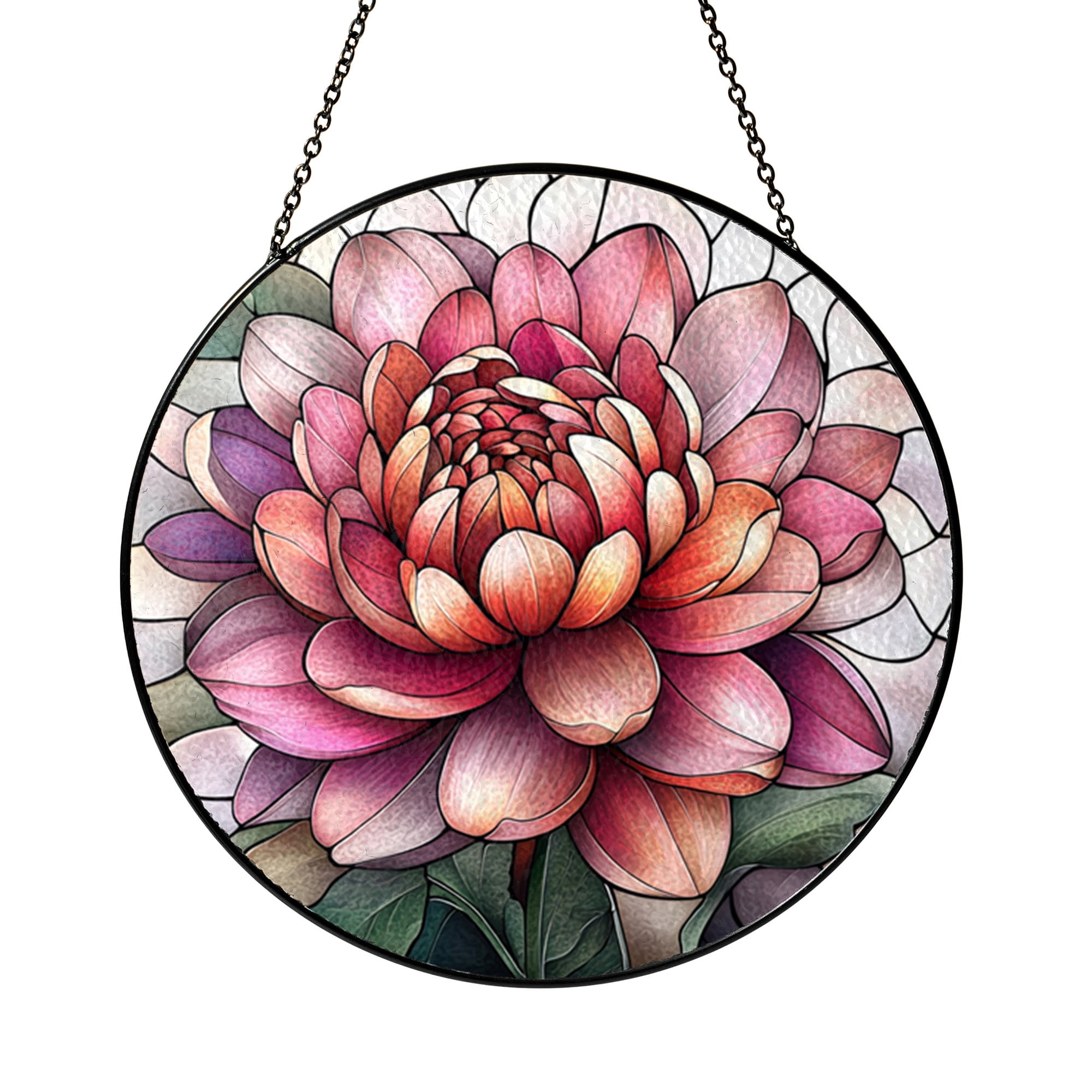Blooming Peony Floral Scene Window Suncatcher, Decorative Stained Glass ...