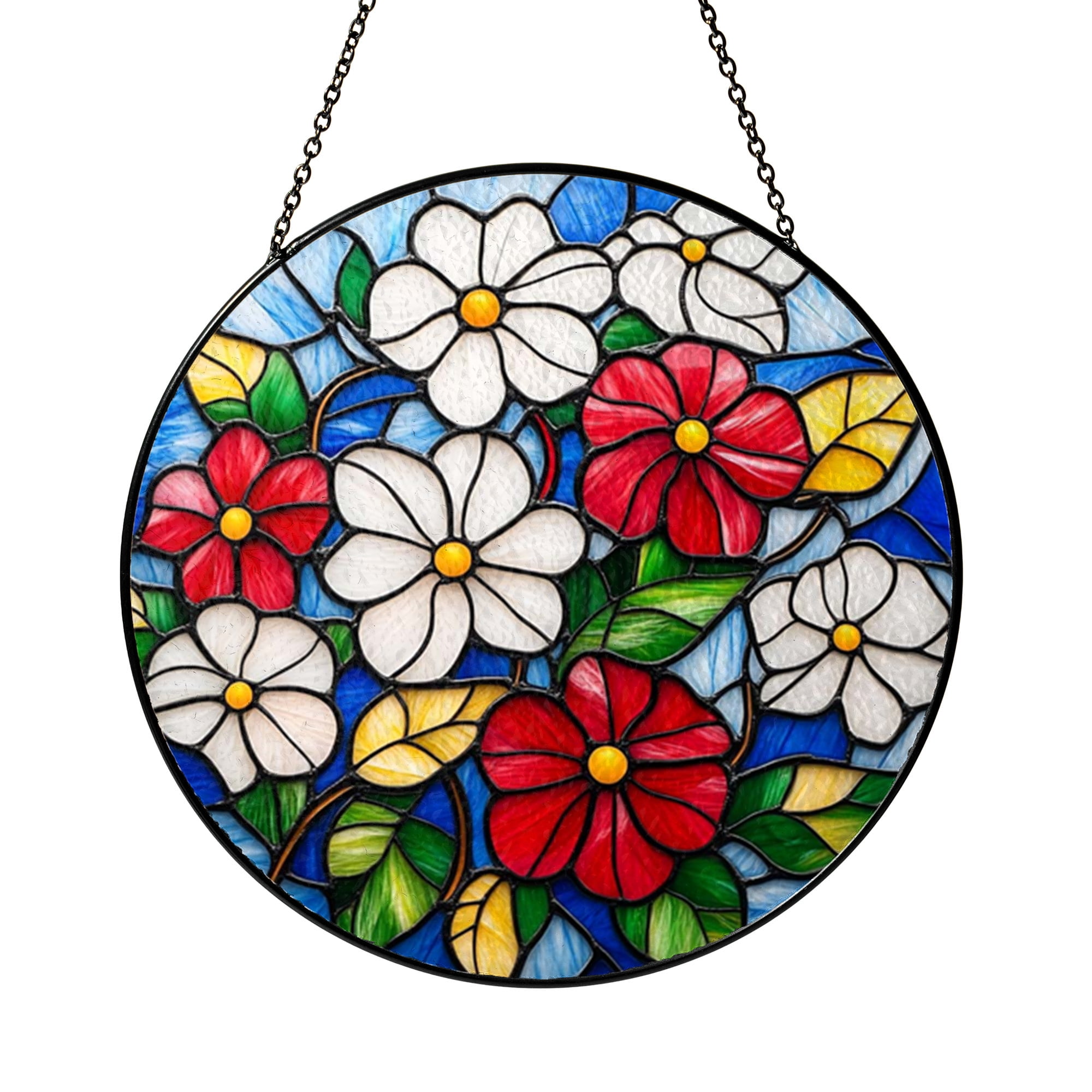 Blooming Peony Flower Art Glass Style Window Suncatcher for Home ...