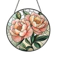 Blooming Peony Window Glass Suncatcher Ornament, Floral Light Catcher ...