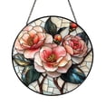 Blooming Pink Roses Floral Scene Window Sun Catcher, Round Stained ...