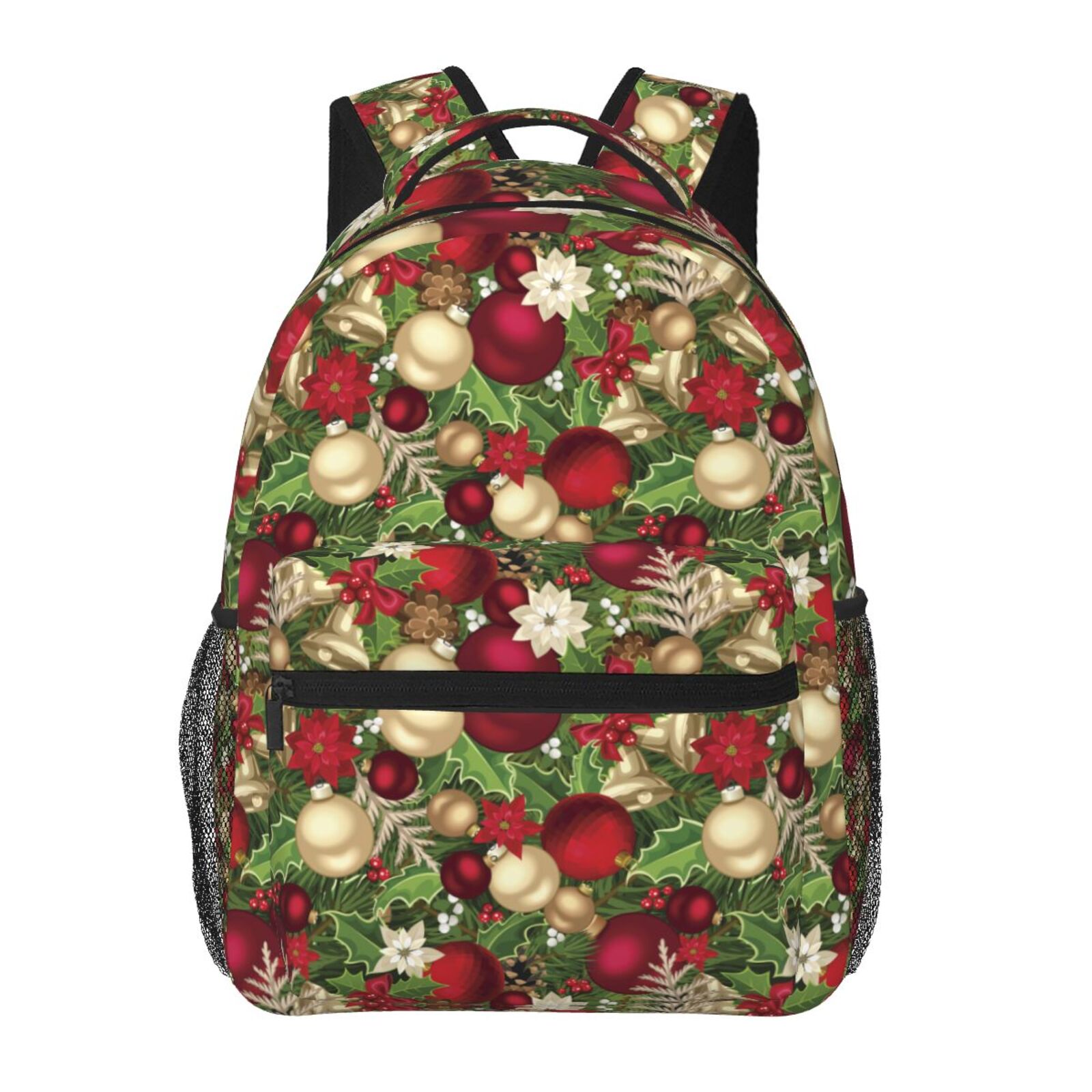 Blooming Poinsettia Holly Berry Christmas Pattern Backpack for Men ...