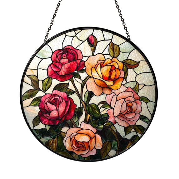 Blooming Ranunculus Garden Glass Suncatcher Window Hanging, Floral ...