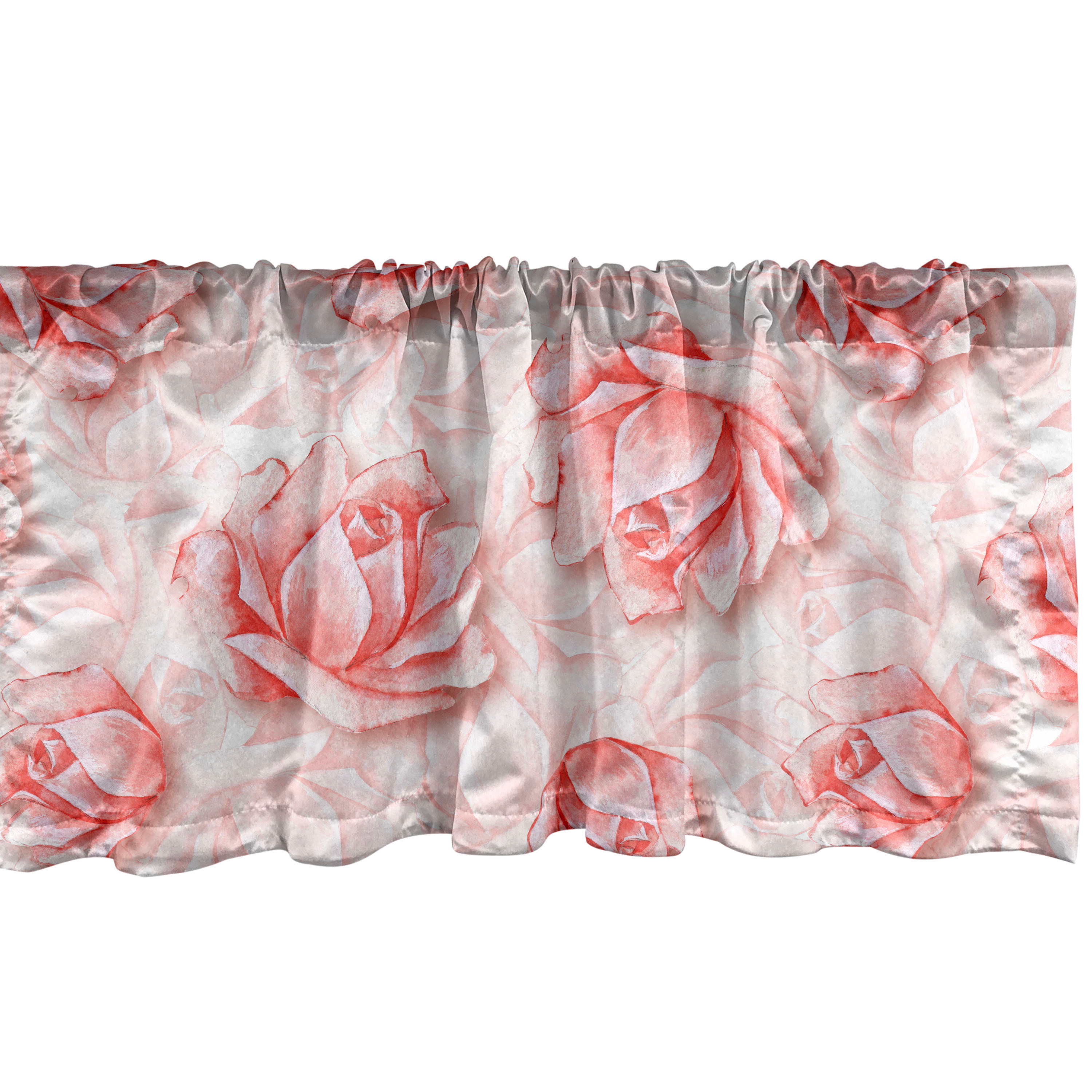 Blooming Roses Window Valance, Vintage Design Innocent Flowers Boho ...