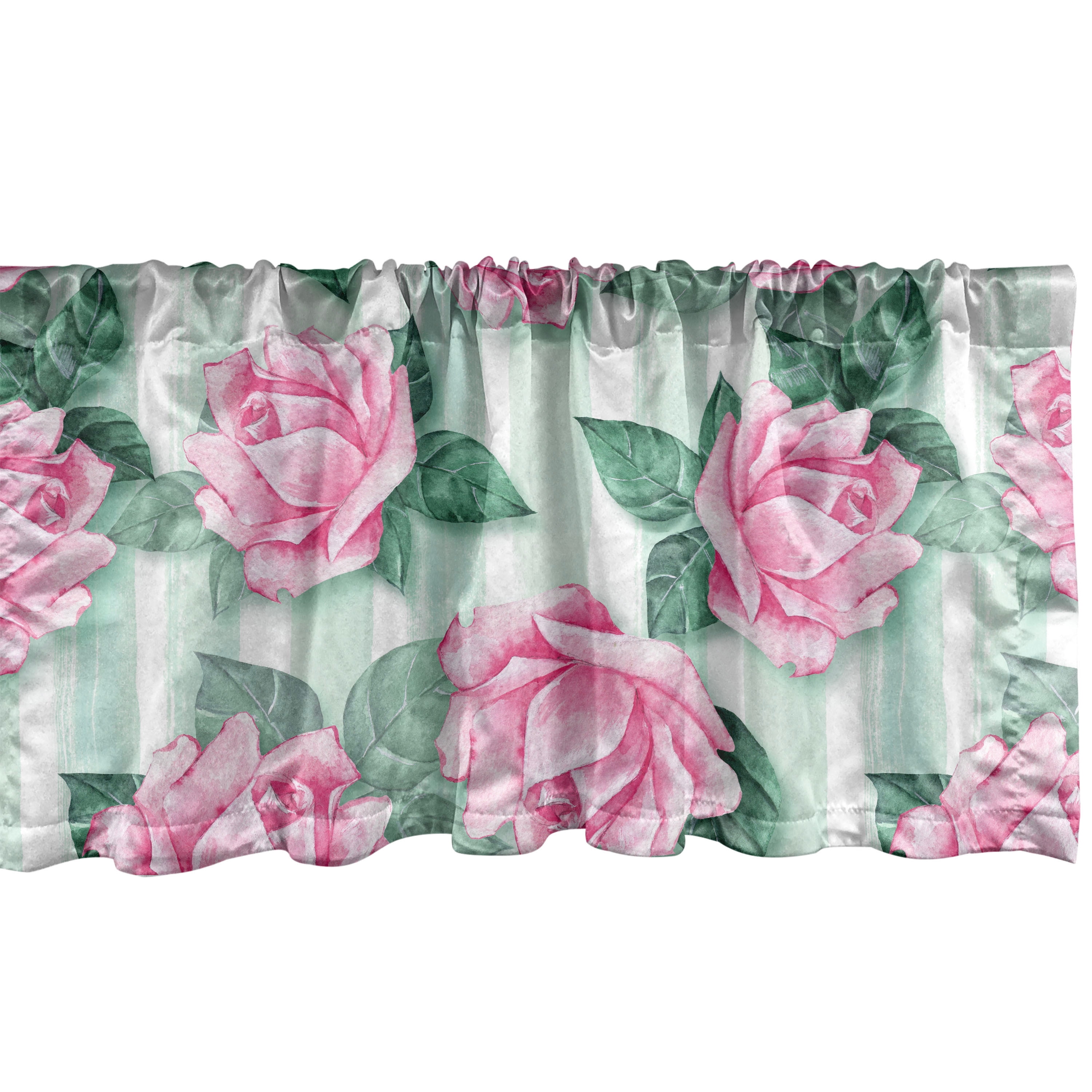 Blooming Roses Window Valance, Vintage Floral Boho Pattern with ...