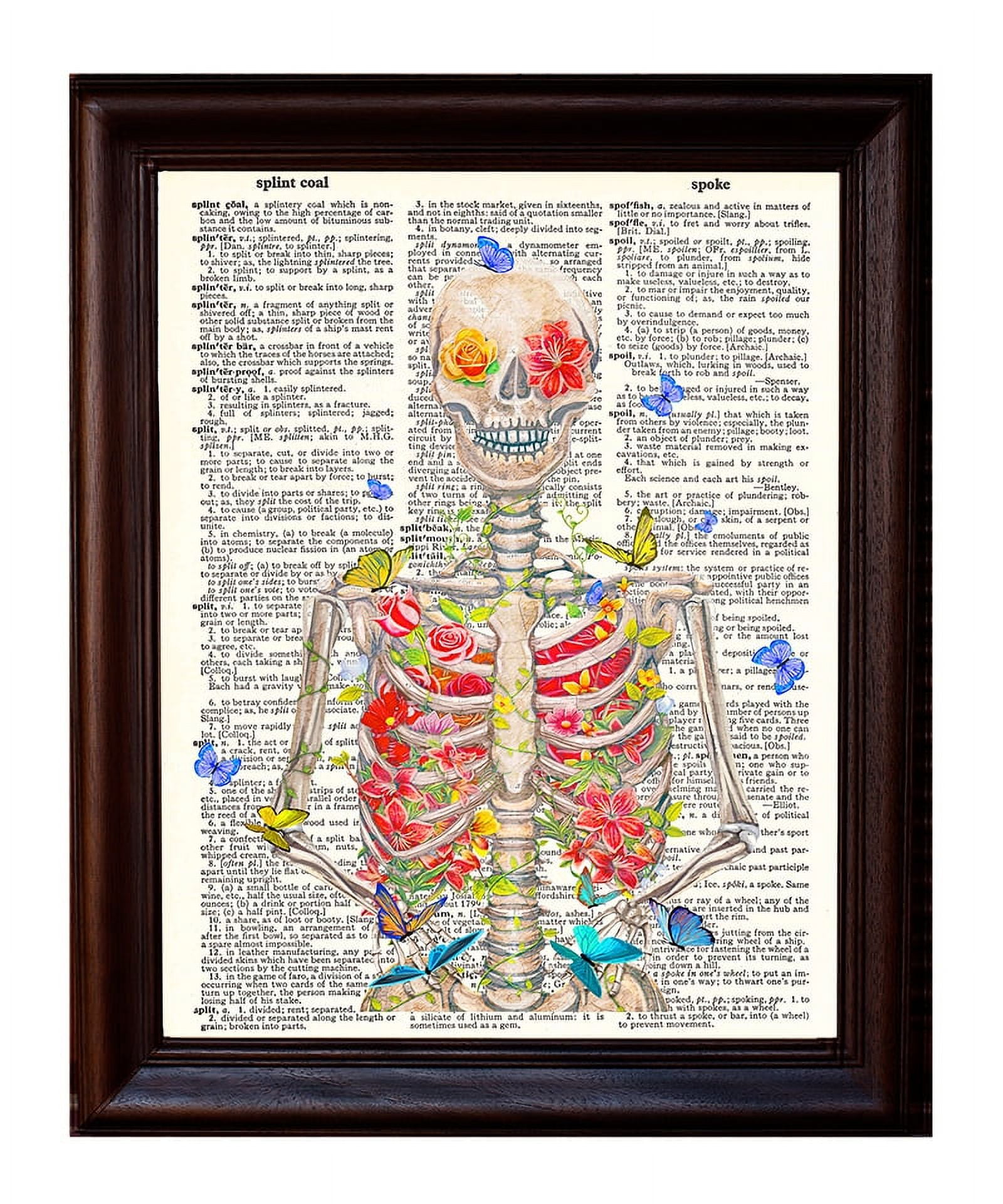 Blooming Skeleton - Dictionary Art Print Printed On Authentic Vintage ...
