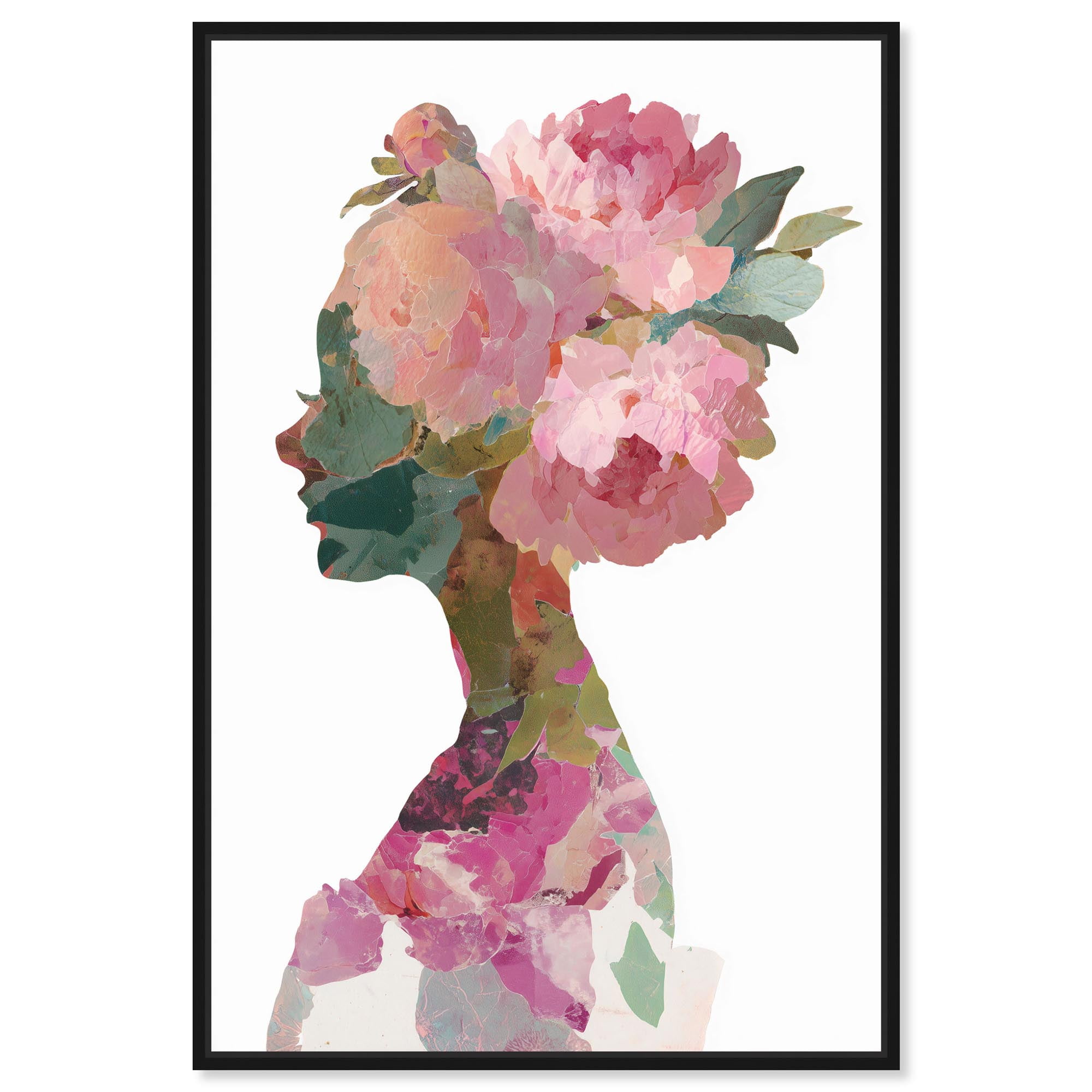 Blooming Soul I Canvas Print Floral Pink Wall Art by Art Remedy, Black ...
