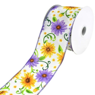 Plaid Patterned Spring Flowers Wired Ribbon, 1-1/2-inch, 10-yard ...