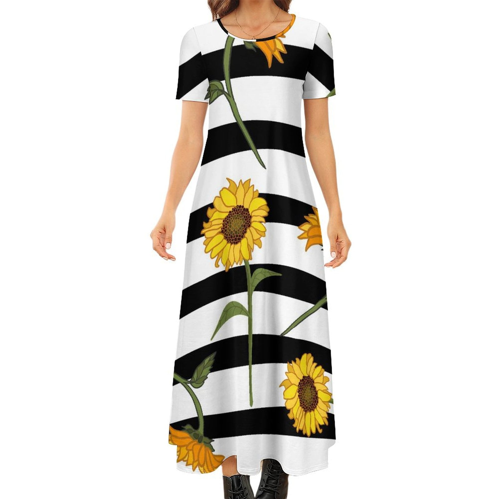 Blooming Sunflower Dress Yellow Flowers Party Maxi Dress Street Wear ...