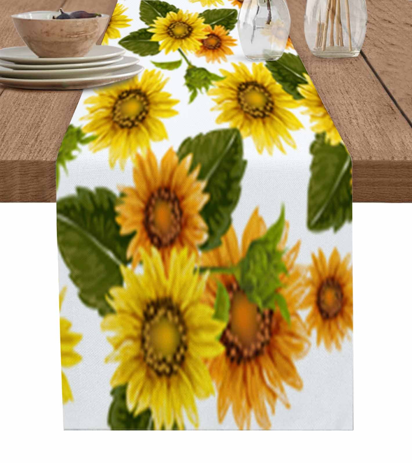 Blooming Sunflower Flower Plant Table Runners For Wedding Party ration ...